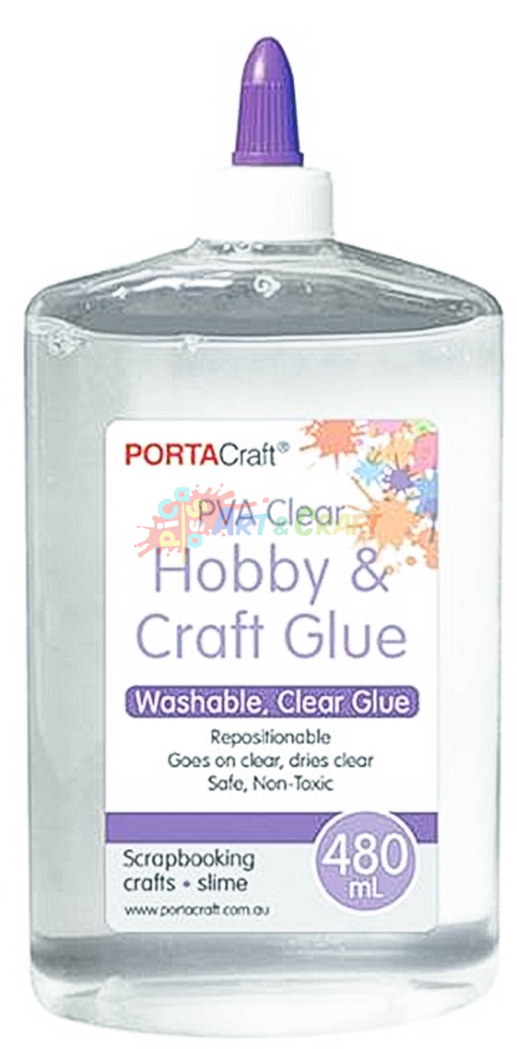 Hobby Craft Glue PVA Clear 480ml w Slime QR - Picasso Art & Craft
