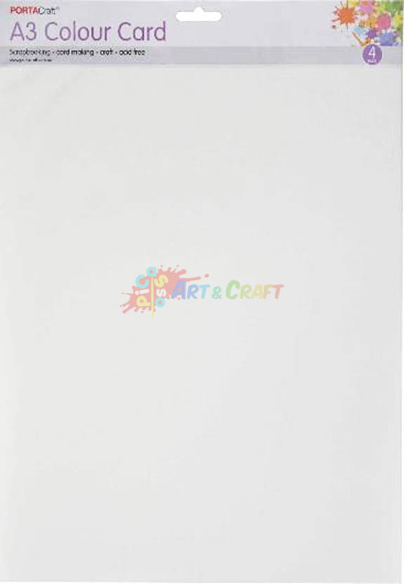 A3 Card 220gsm 4pk 04 White - Picasso Art & Craft
