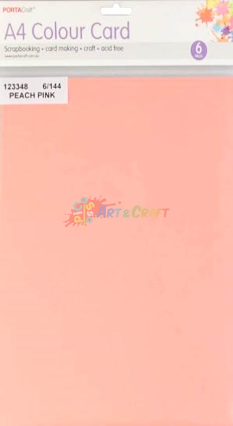 A4 Card 230gsm 6pk 20 Peach Pink - Picasso Art & Craft