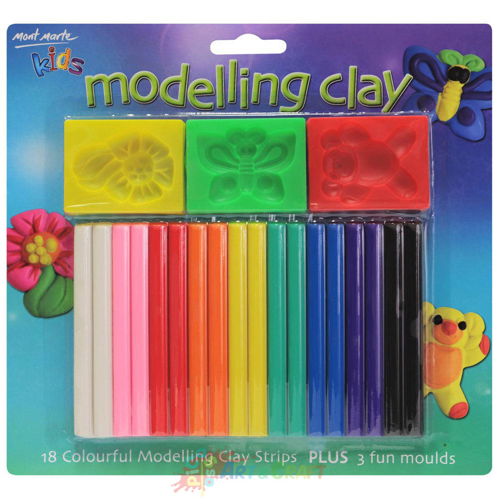 Kids Colour Modelling Clay Set w/Moulds 21pce - Picasso Art & Craft