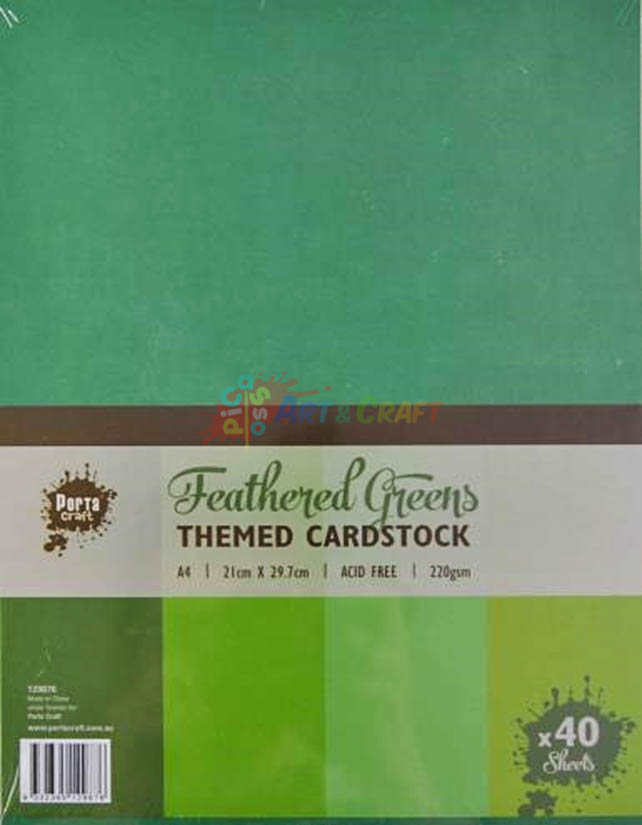 A4 Colour Block Cards Feathered Greens - Picasso Art & Craft