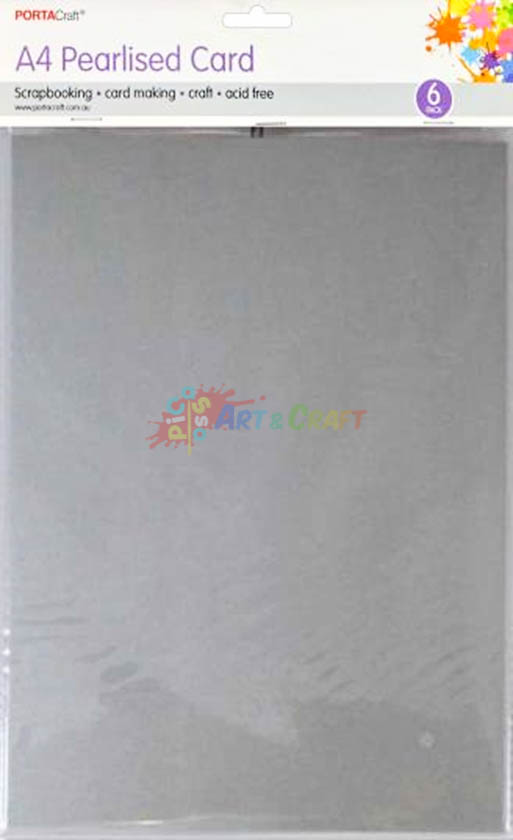 A4 Pearlised Cards 6pk Silver - Picasso Art & Craft