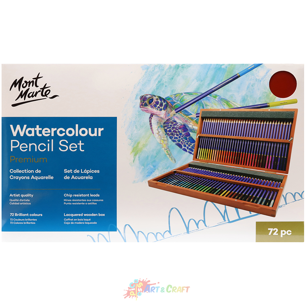 Premium Watercolour Pencil Box Set 72pc - Picasso Art & Craft