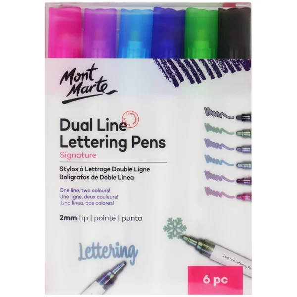 Signature Dual Line Lettering Pens 2mm (0.08in) Tip 6pc - Picasso Art ...