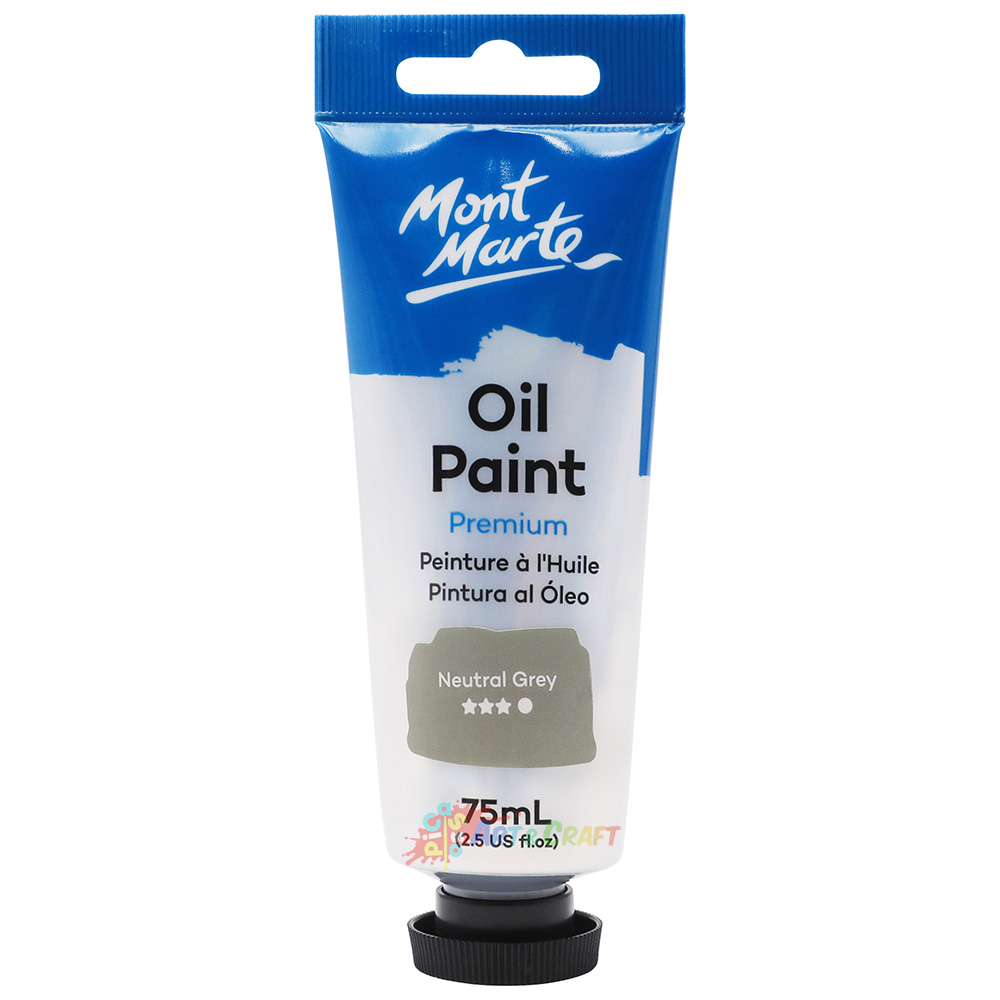 Premium Oil Paint Tube 75ml (2.5oz) - Neutral Grey - Picasso Art & Craft