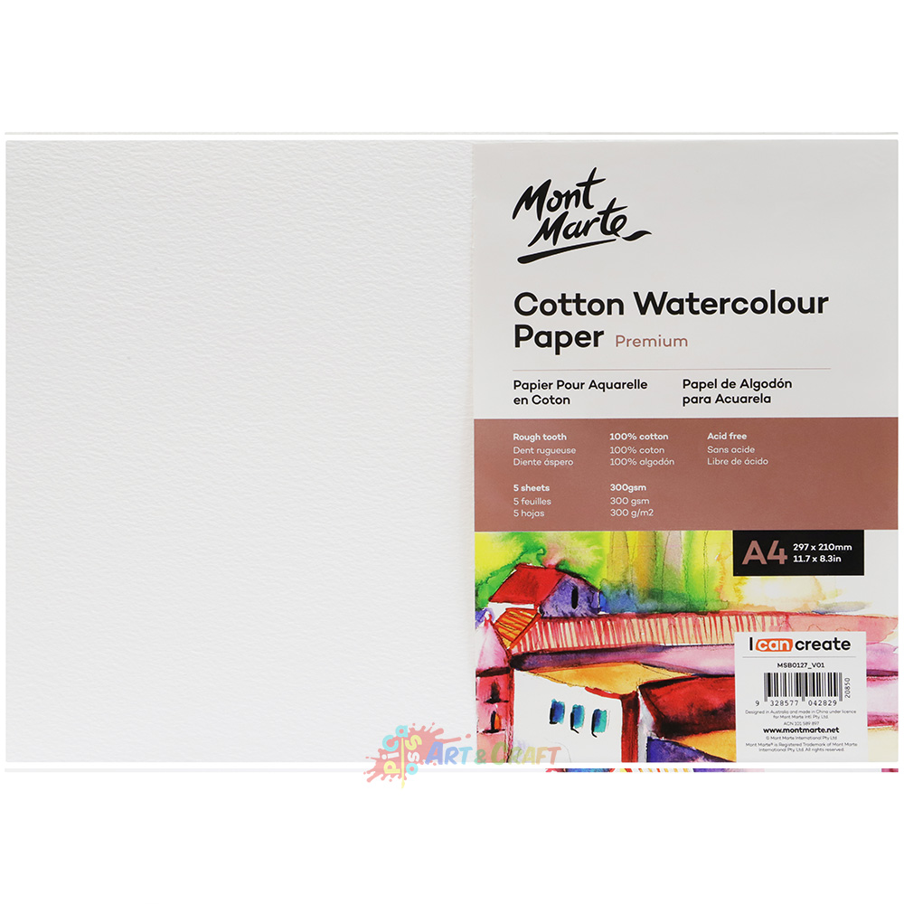 Premium Cotton Watercolour Paper 300gsm A4 (11.7 x 8.3in) 5 Sheets ...