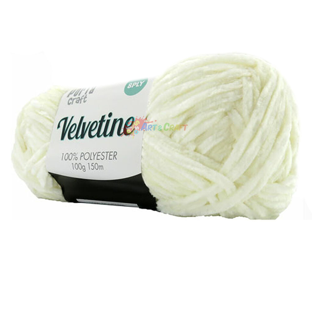 Velvetine Yarn - White - Picasso Art & Craft
