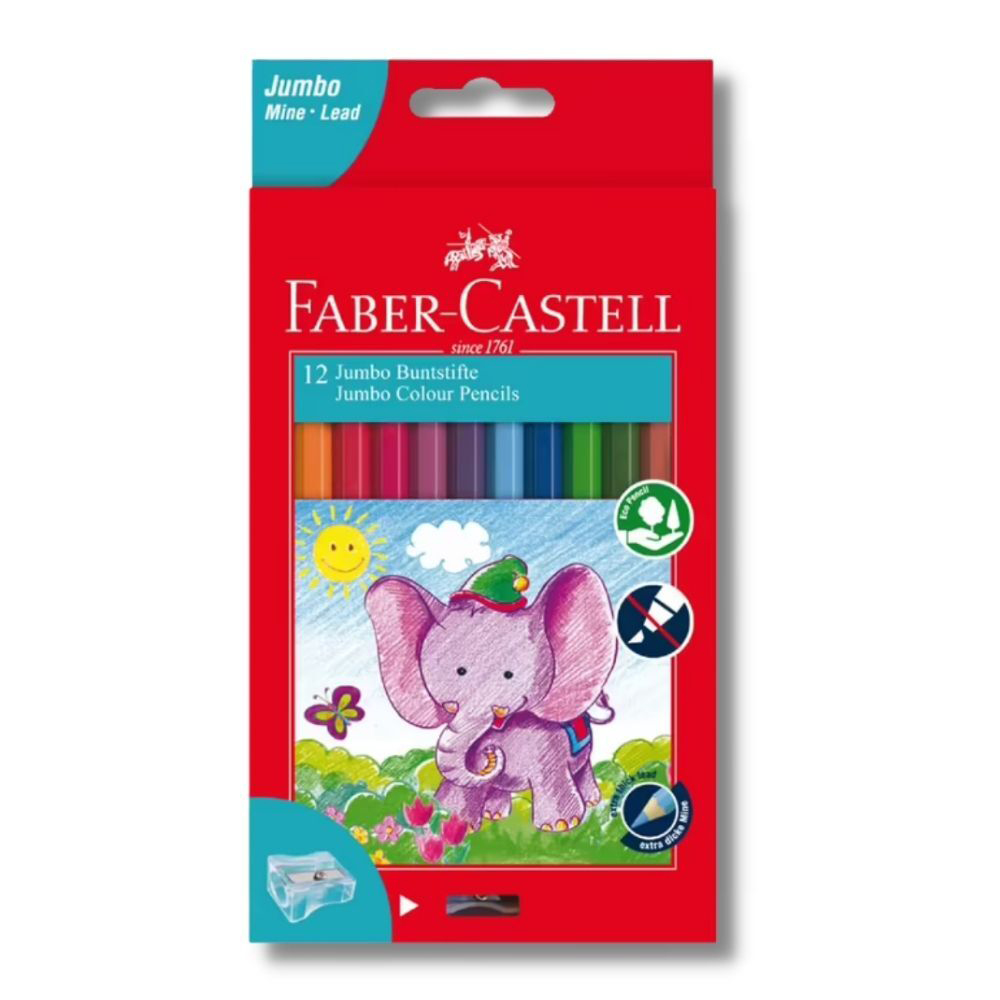Faber Castell Jumbo Classic Colour Pencils Assorted 12 Pack + 1 ...
