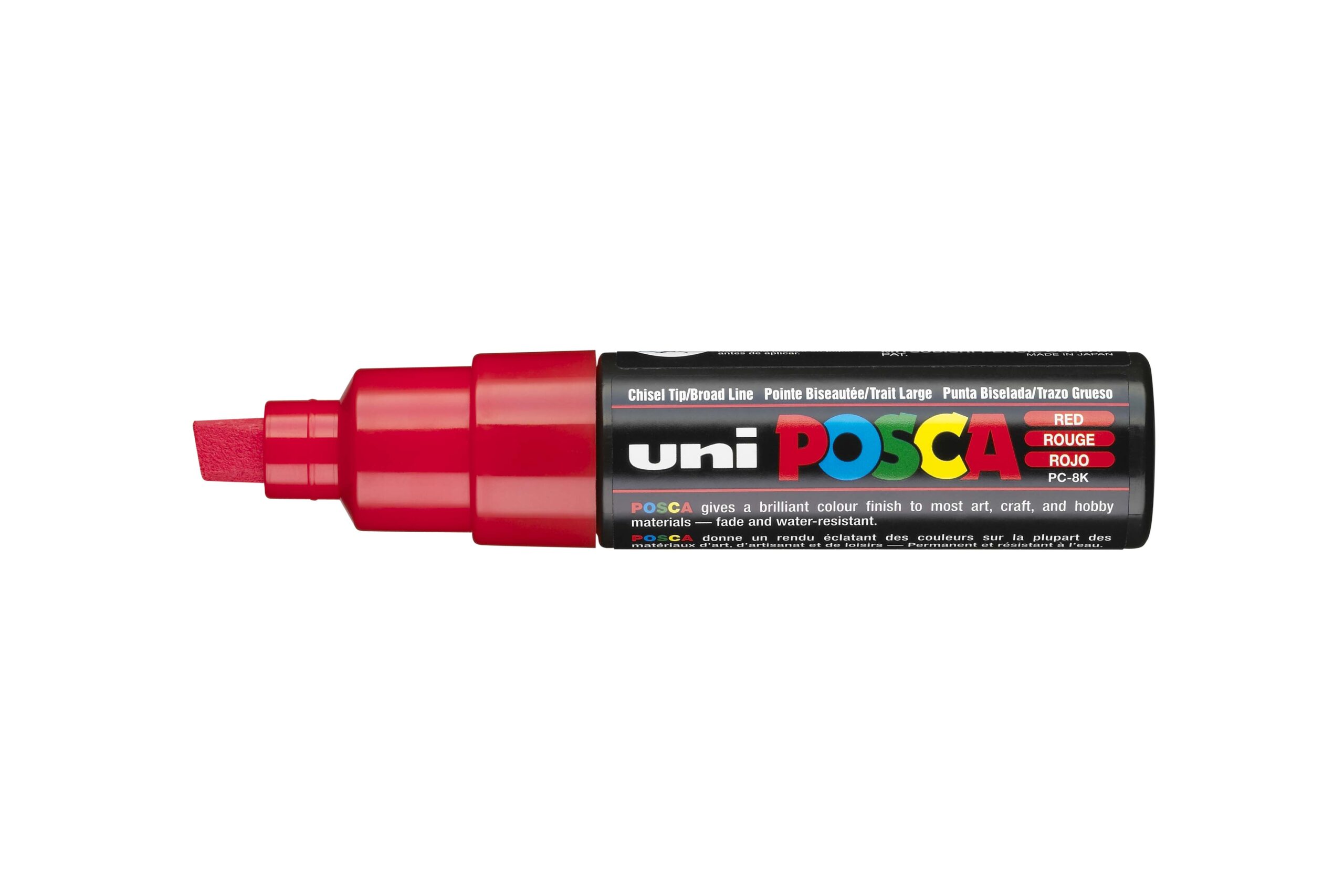 RED - POSCA MARKERS PC8K 8.0MM BOLD CHISEL TIP - Picasso Art & Craft